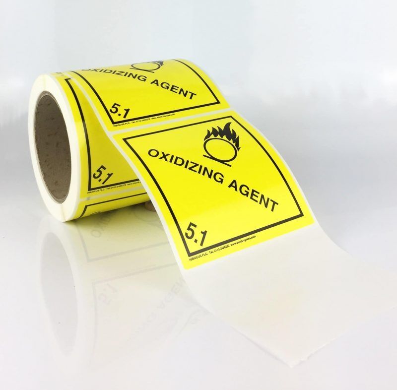 Oxidizing Agent Labels, Class 5.1 | £9.00 Per Roll | Free Shipping